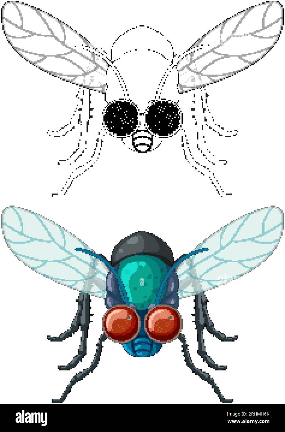 Happy fly cartoon character doodle illustration Stock Vector Image ...