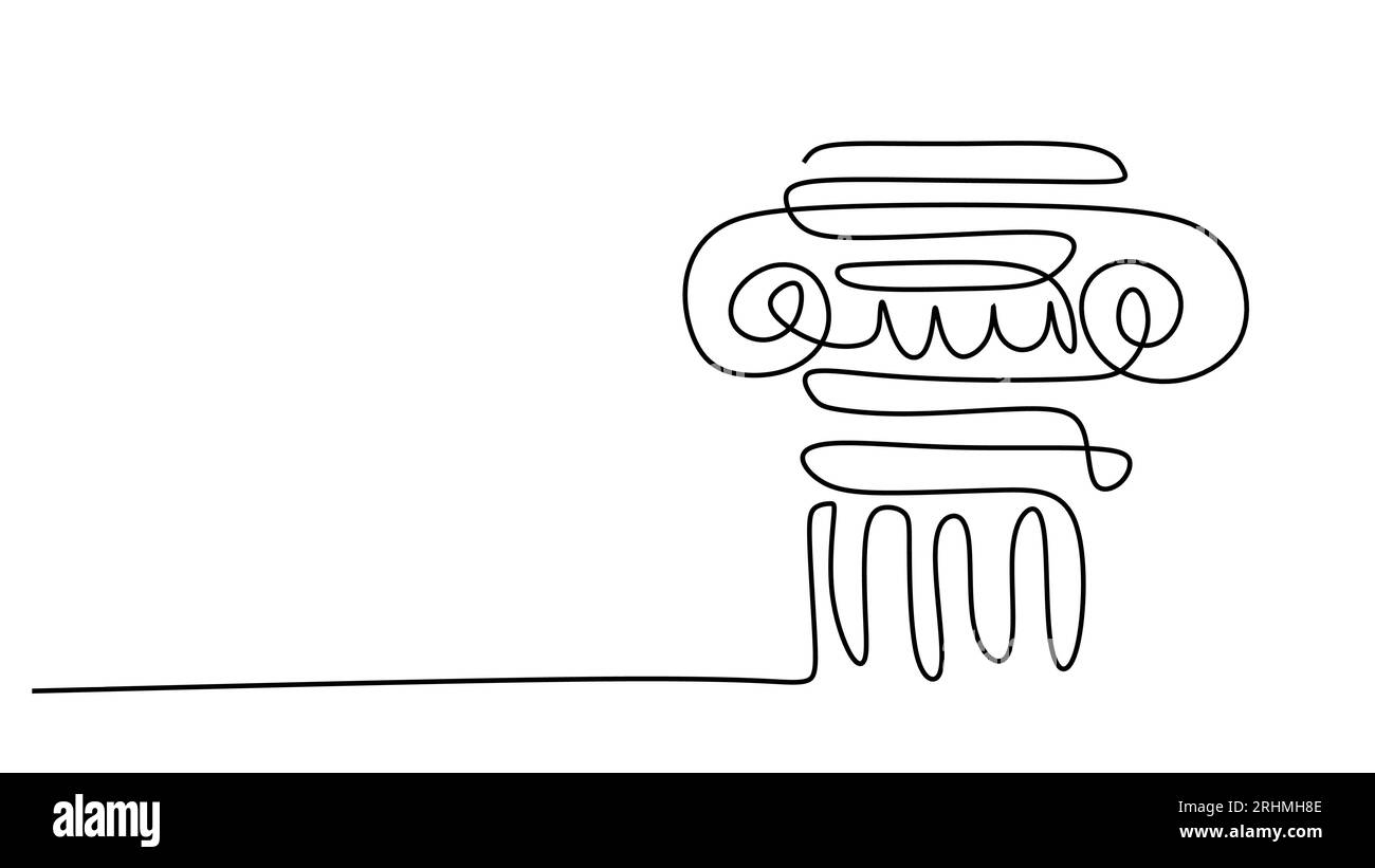 Greek column one continuous line drawing. Minimalist style old building ...
