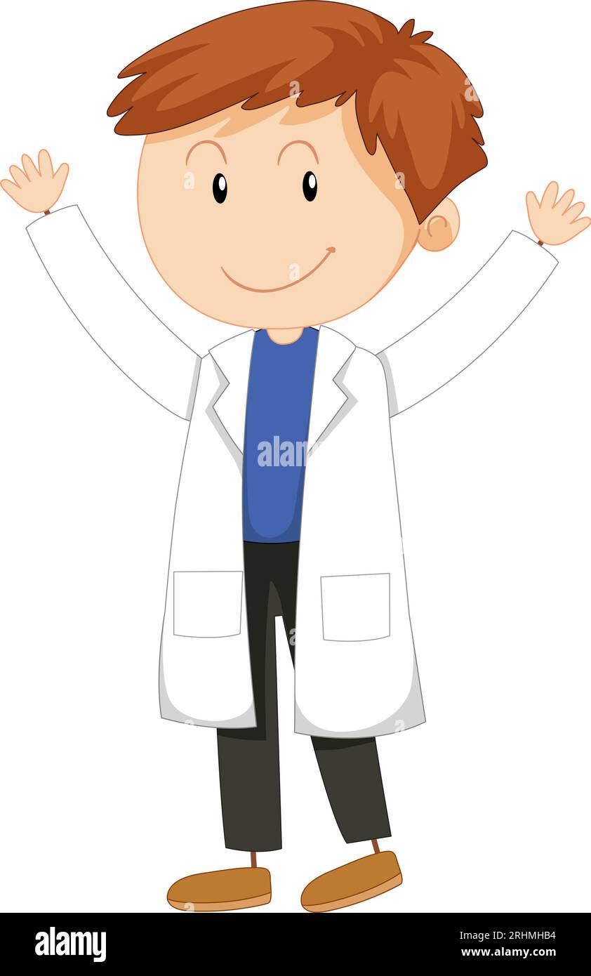 Adorable scientist wearing a gown in doodle style Stock Vector Image ...