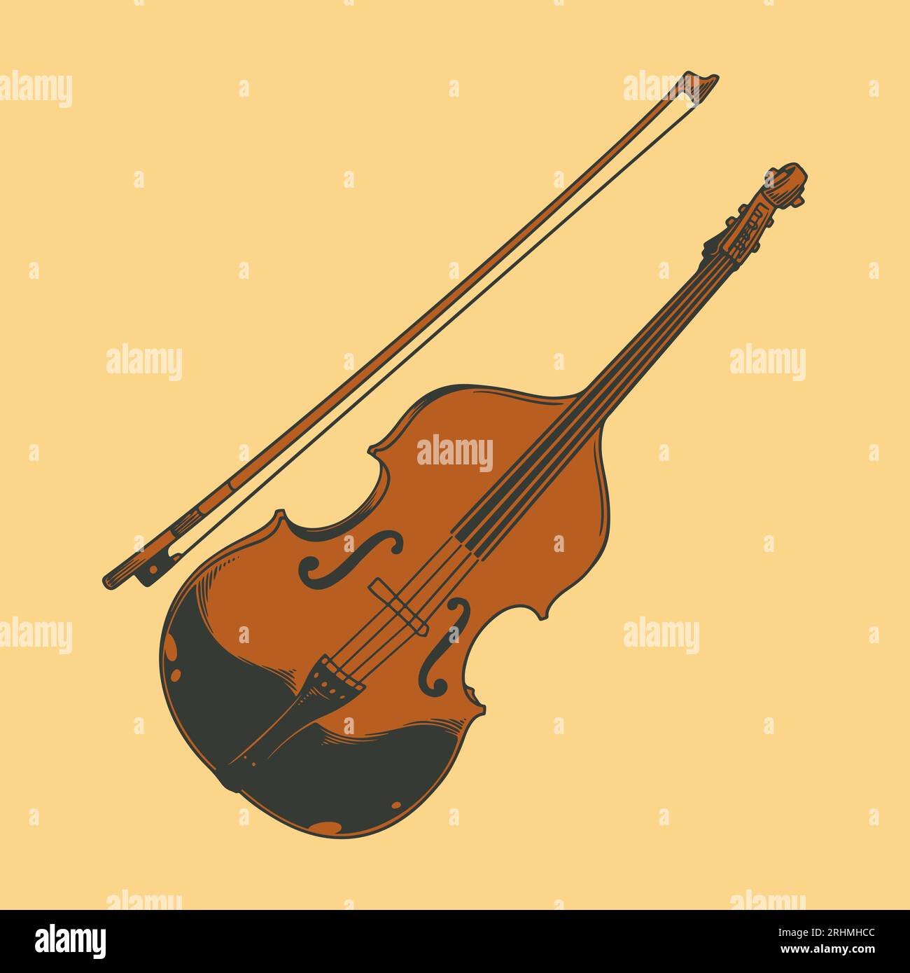 Hand-Drawn Cello Instrument Doodle Vector Illustration in colorful ...