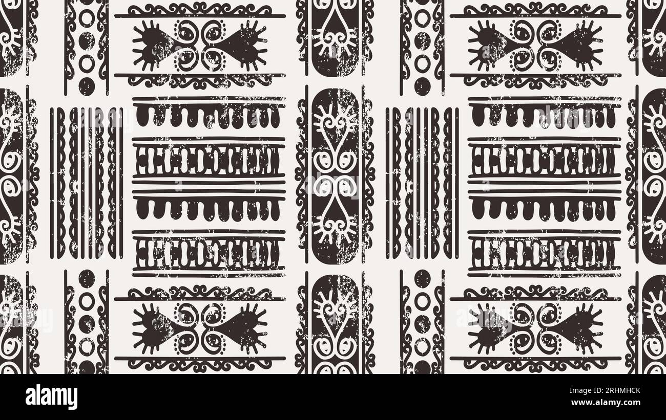 Seamless ethnic pattern. Tribal Hand drawn ornamental stripes. Black ...