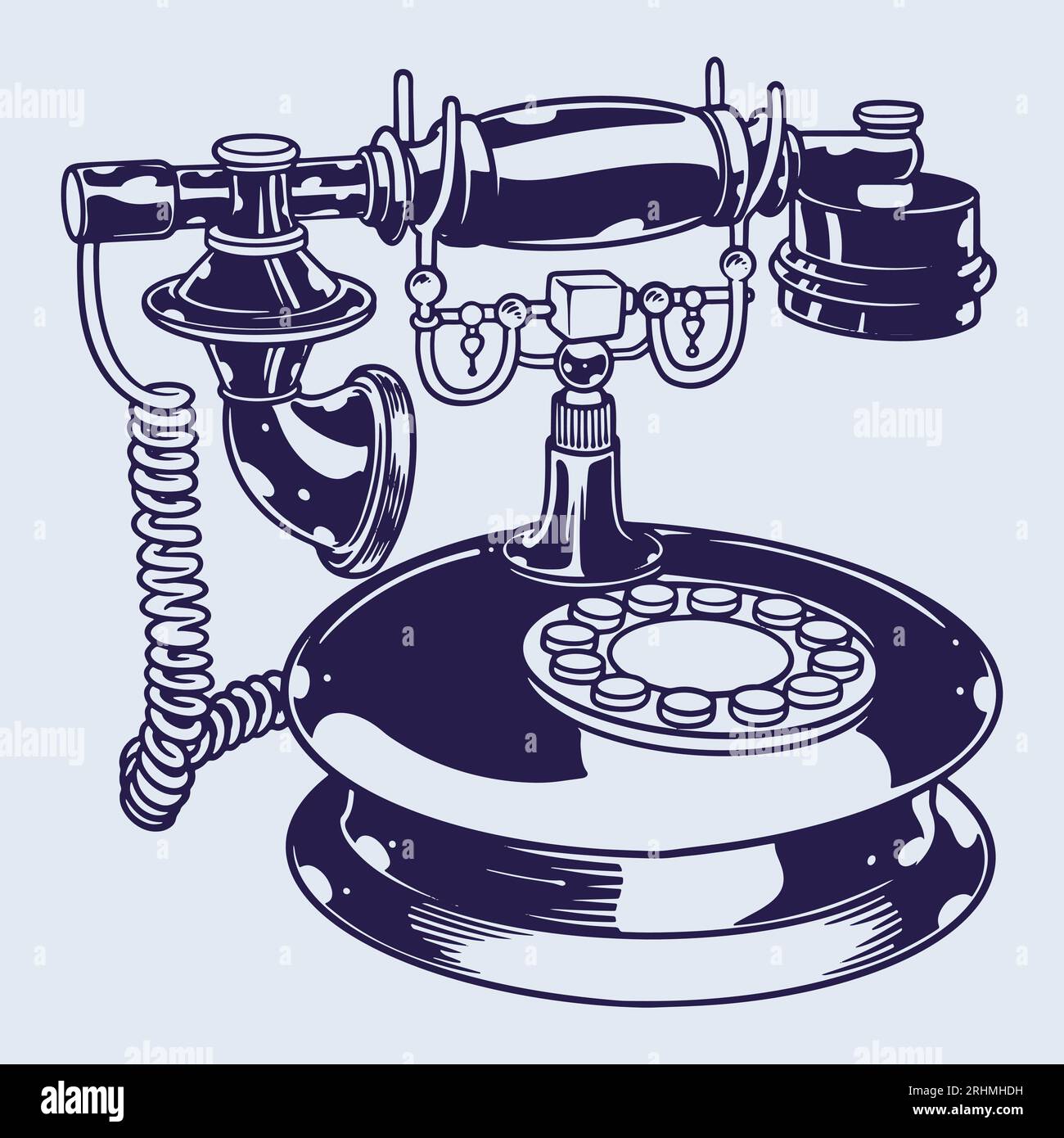 Vintage Telephone - Antique Phone with Old-Timey Appeal - Hand Drawing ...