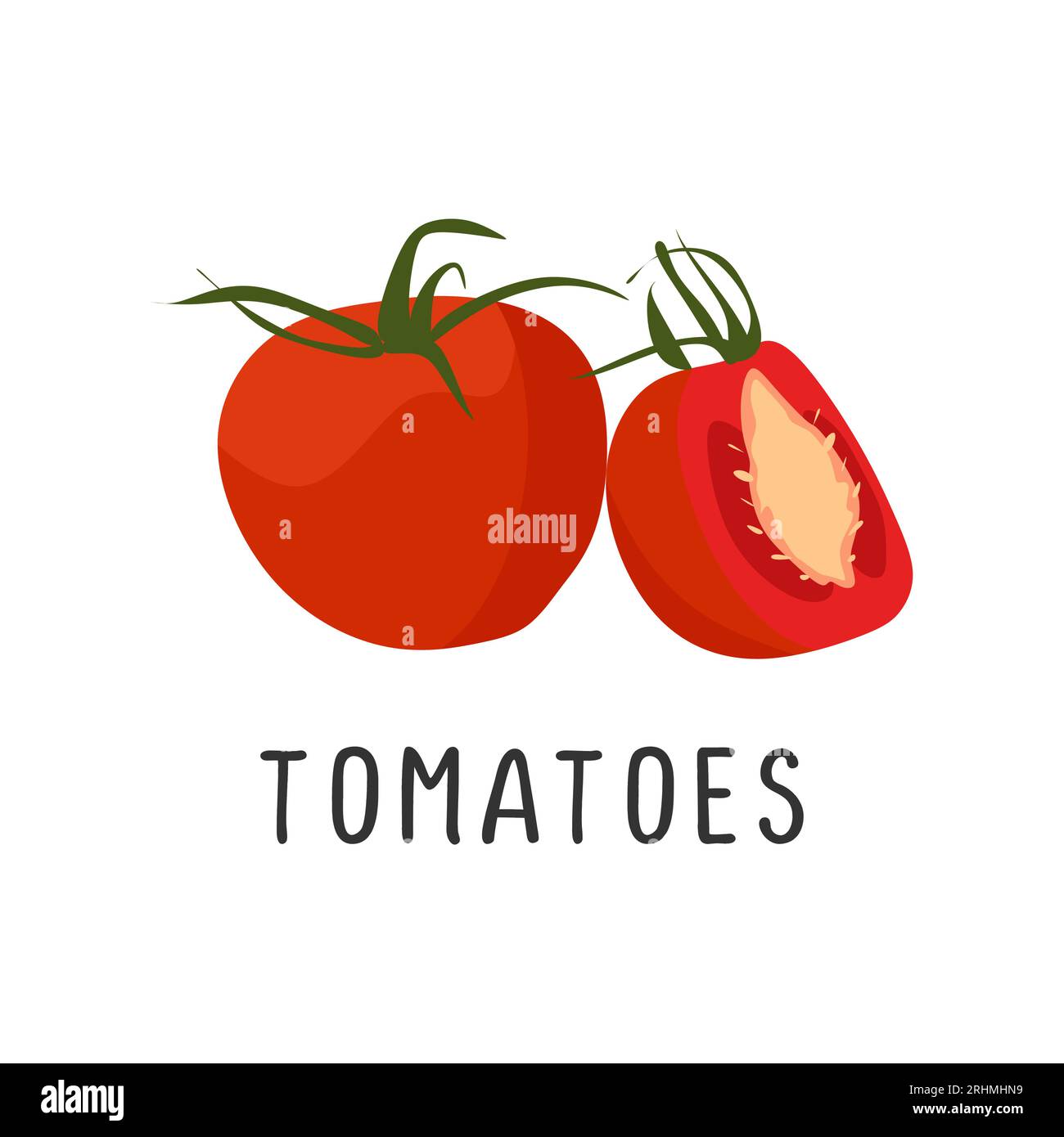 Tomatoes Vector illustration, flat design cartoon of juicy tomato ...