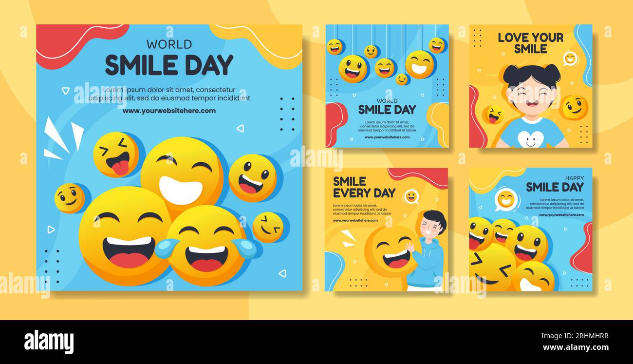 Smile Day Social Media Post Flat Cartoon Hand Drawn Templates ...