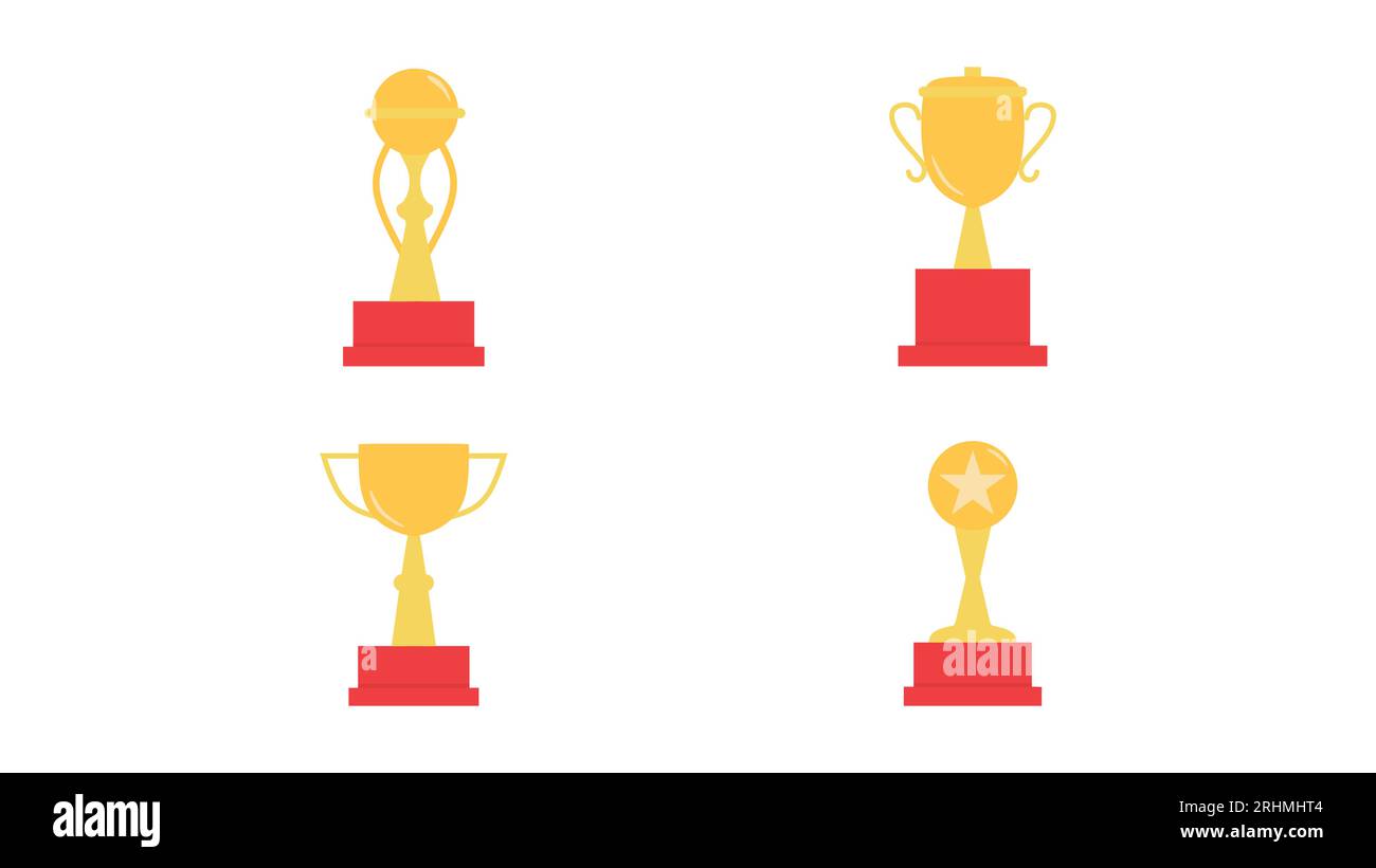Four golden trophy cups isolated on white background Stock Vector Image ...