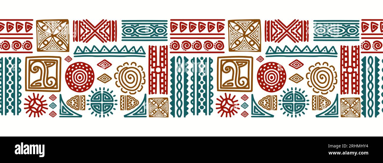 Hand drawn african tribal abstract seamless pattern, ethnic background ...
