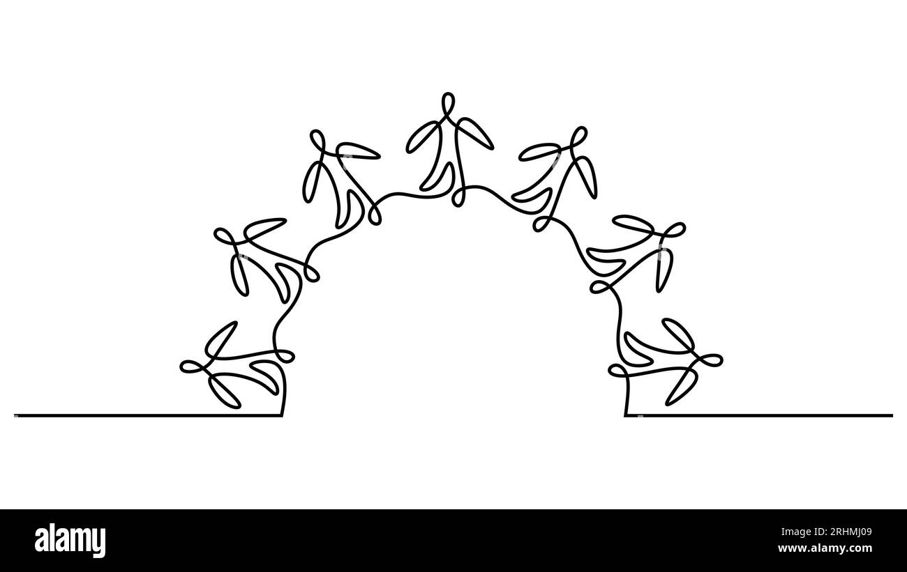 Earth with people one line drawing community design theme, vector ...