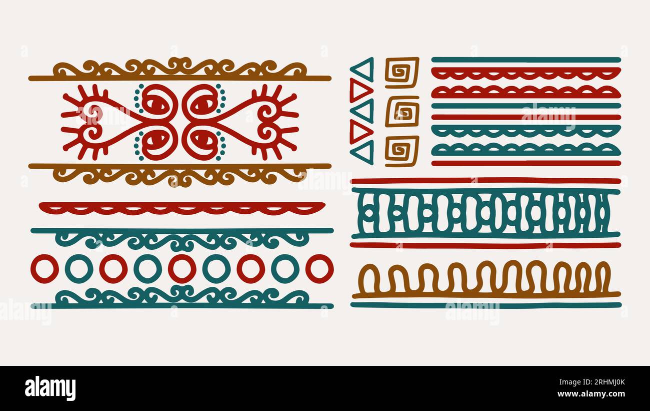 Tribal hand drawn motif set. Vector illustration objects. Abstract ...
