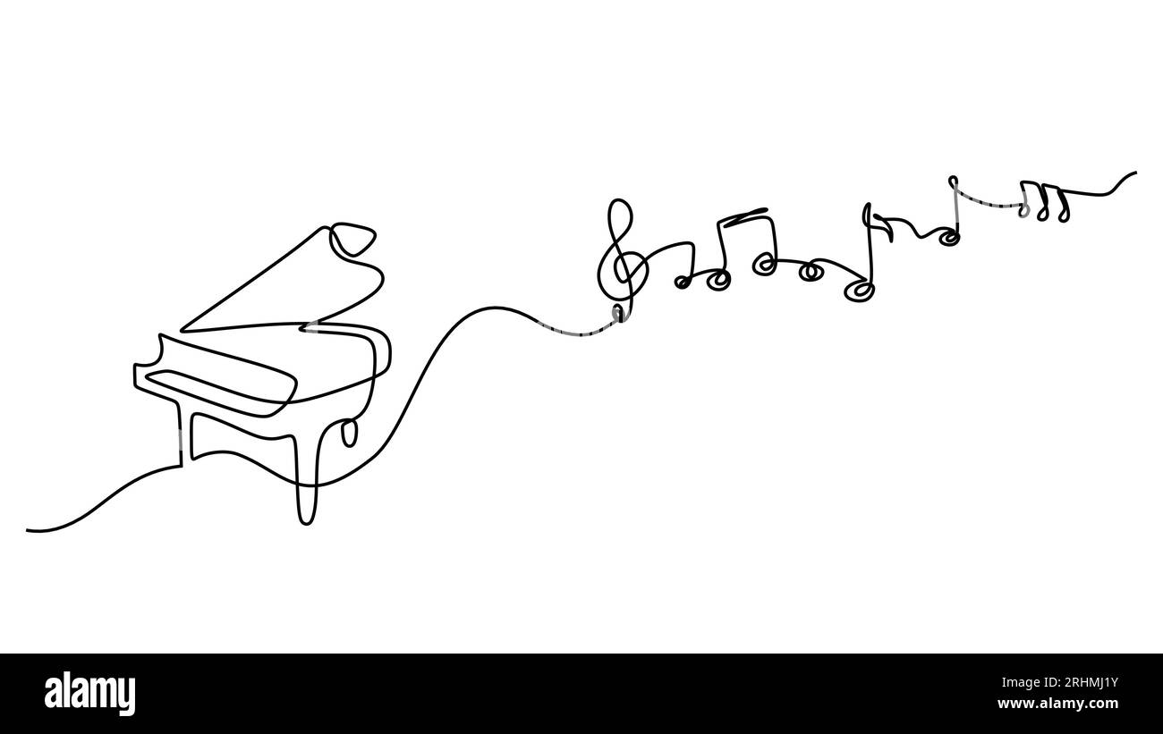 Music notes continuous line drawing with piano Stock Vector Image & Art ...