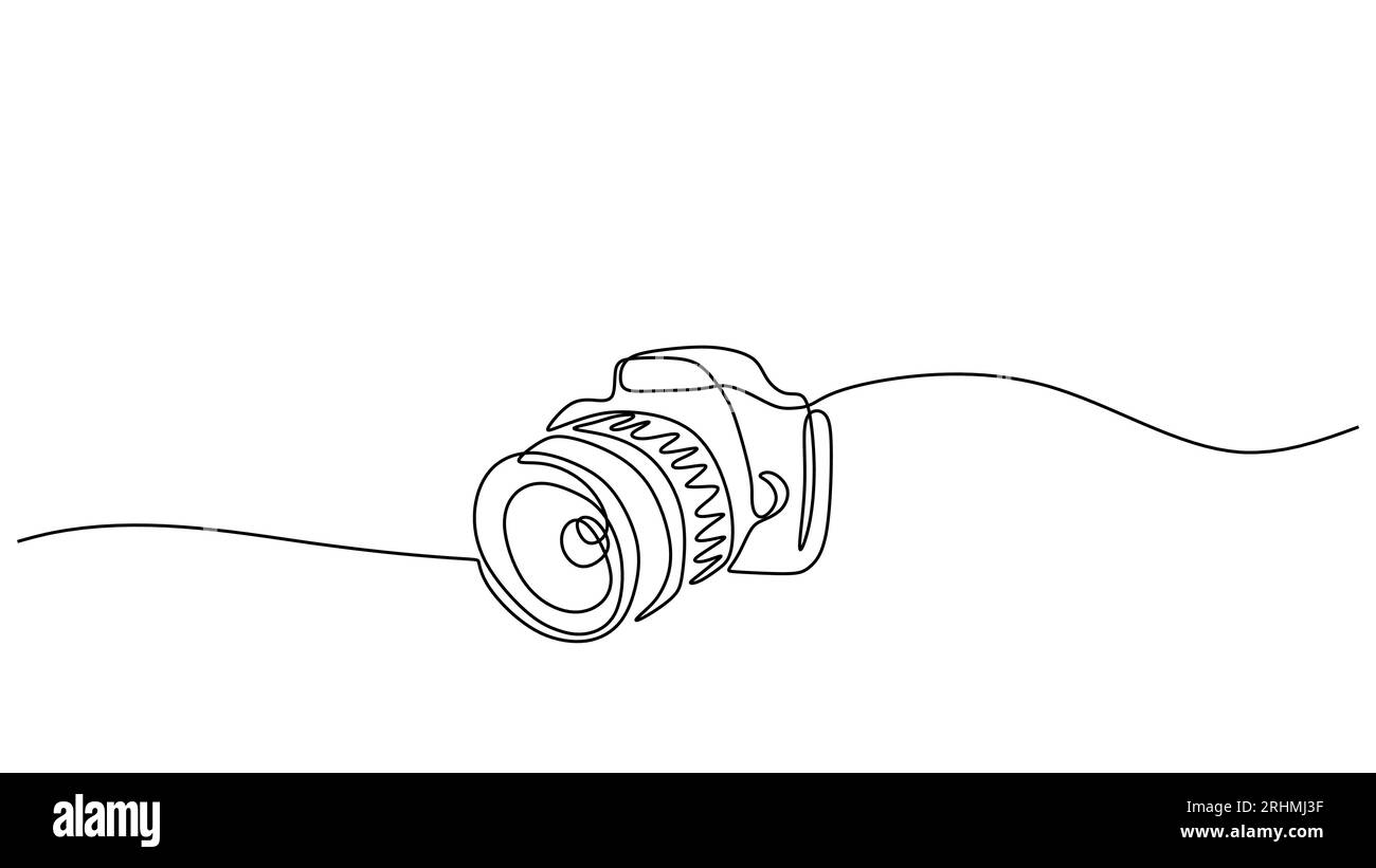 DSLR Camera continuous one line drawing, vector illustration editable ...
