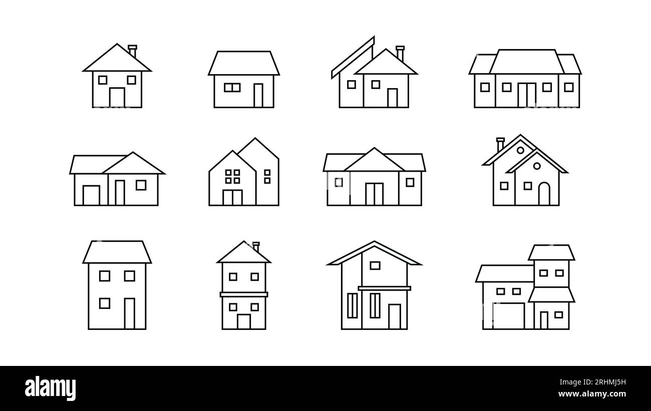 Modern Thin Line House Icon - Vector Illustration of Building and Home ...