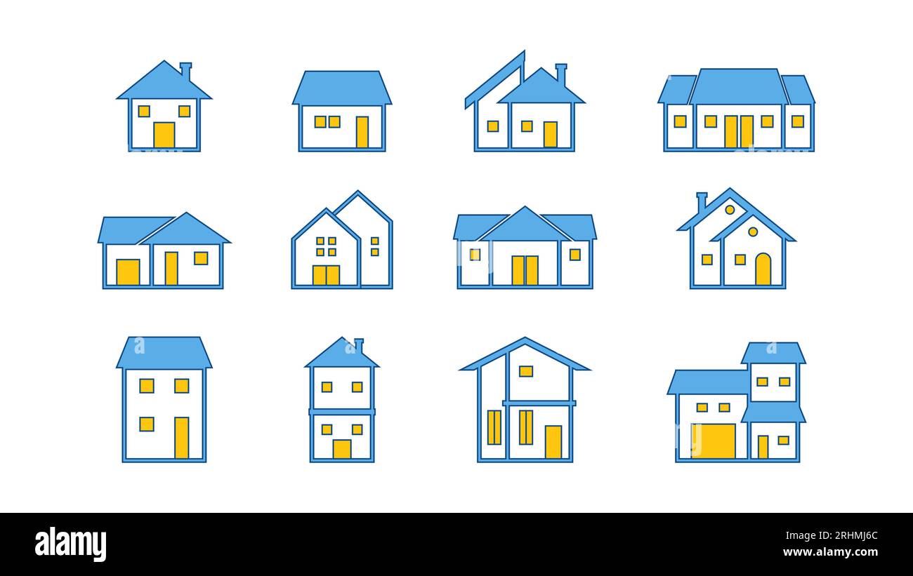 Modern Architecture Line Icons - Vector Illustration Set for Real ...