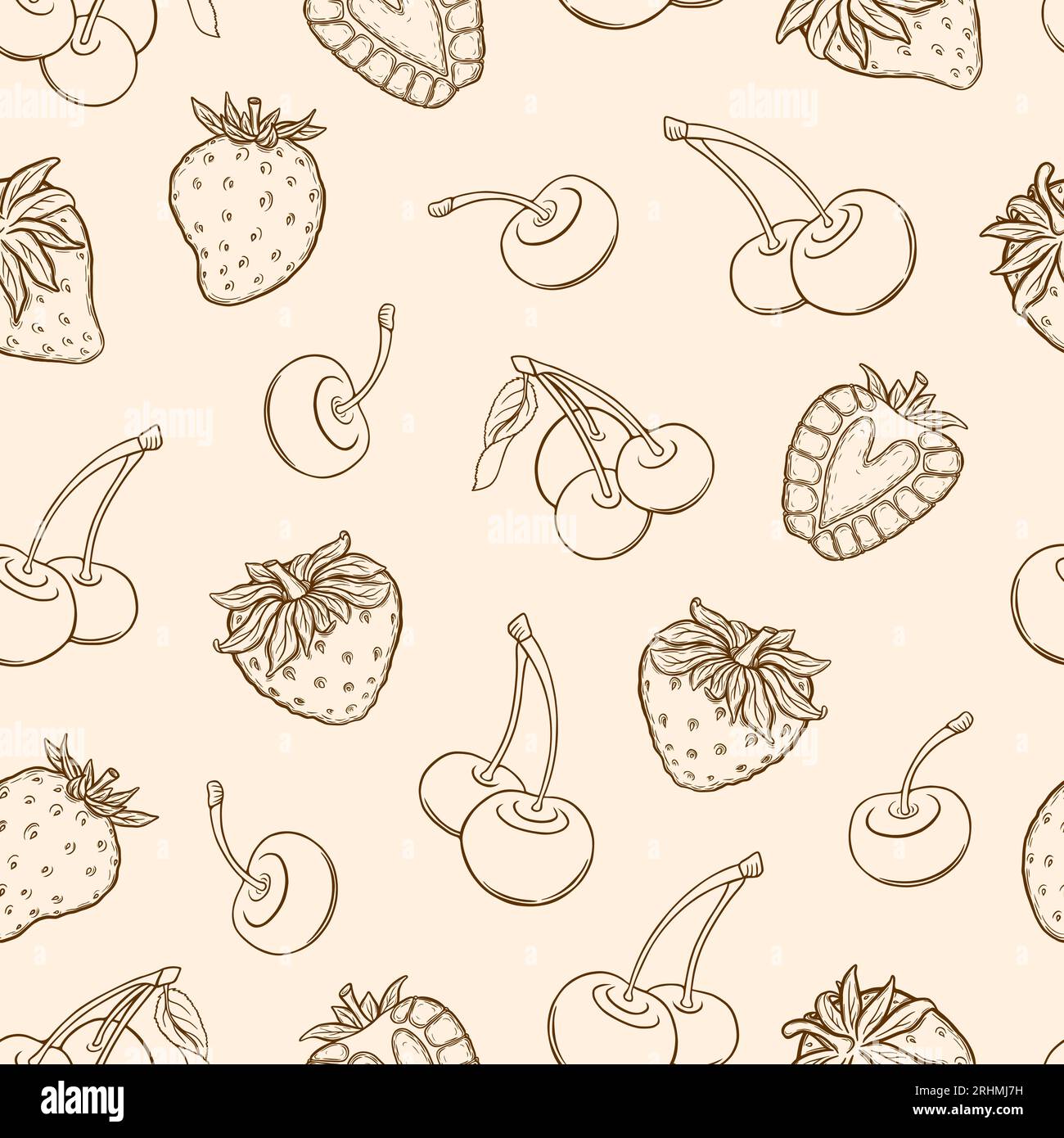 Hand drawn berry seamless pattern on light background. Vector ...