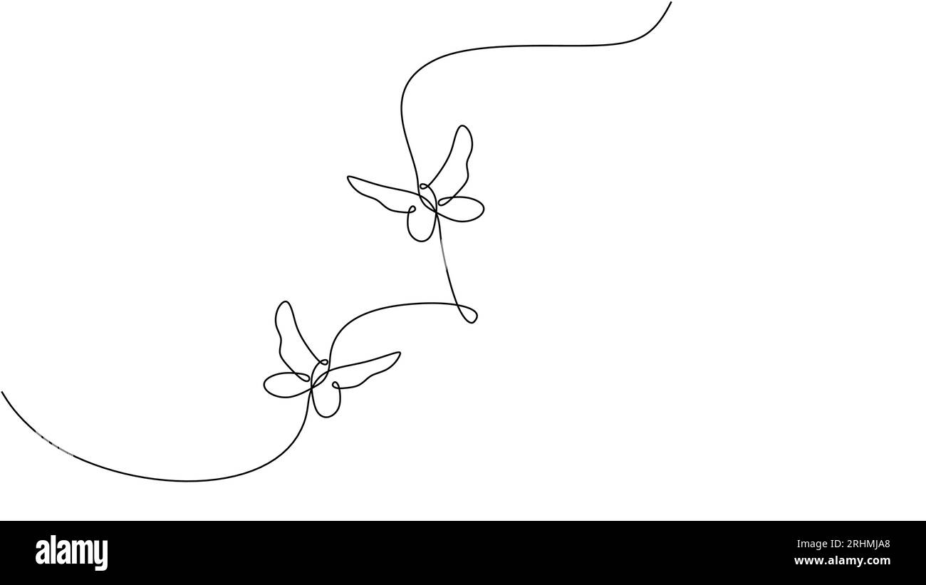 Couple of butterfly one continuous line drawing Stock Vector Image ...