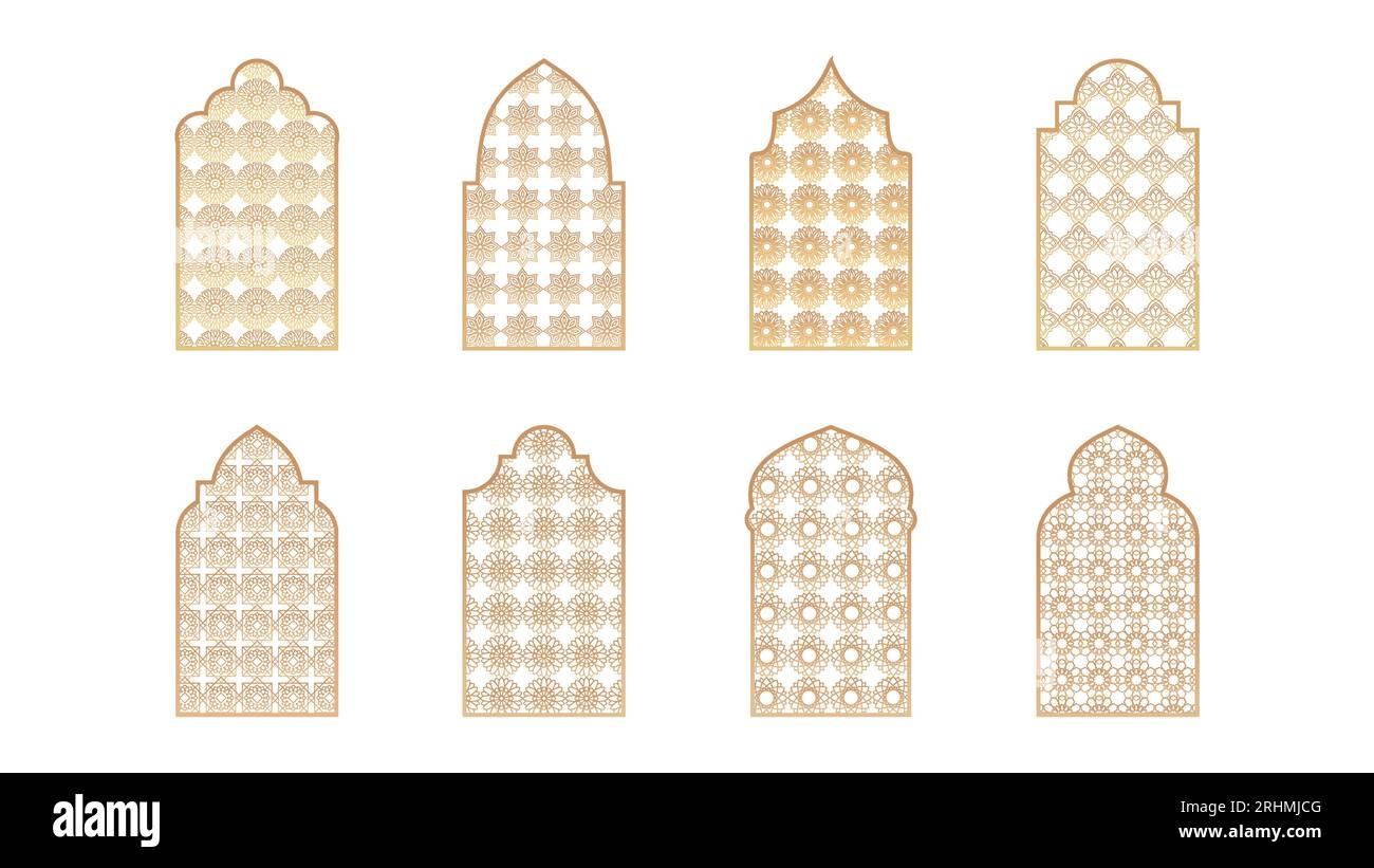 Eight mosque windows isolated on white background Stock Vector Image ...