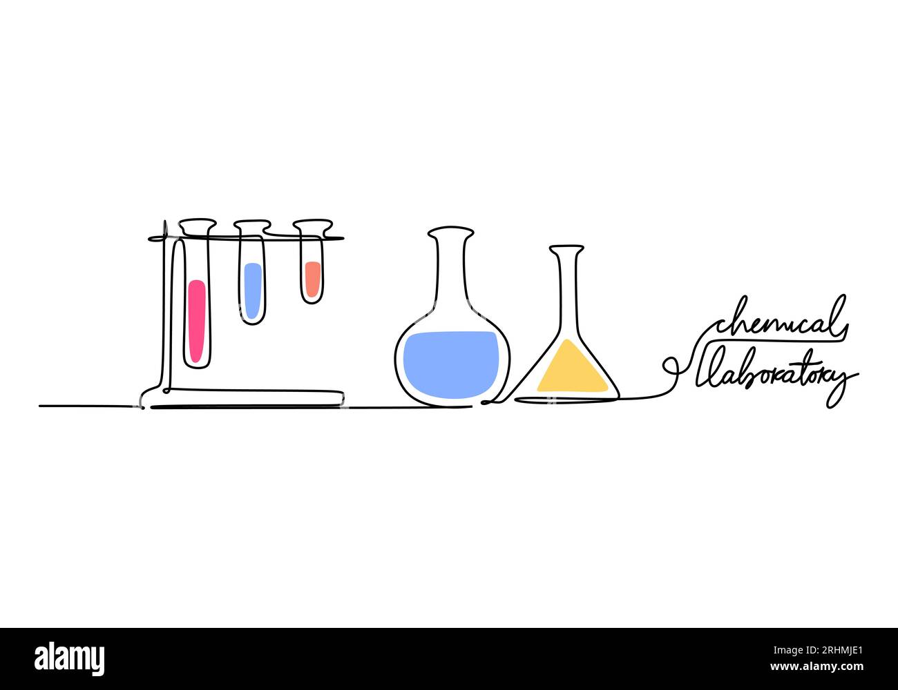 Laboratory - School education object, one line drawing continuous ...
