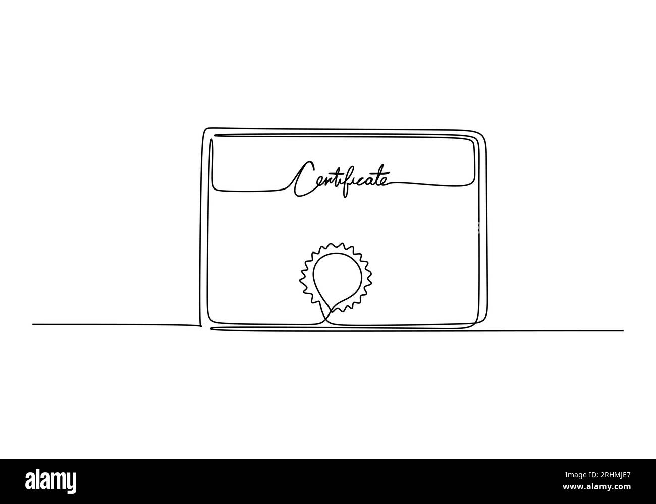 Certificate - School education object, one line drawing continuous ...