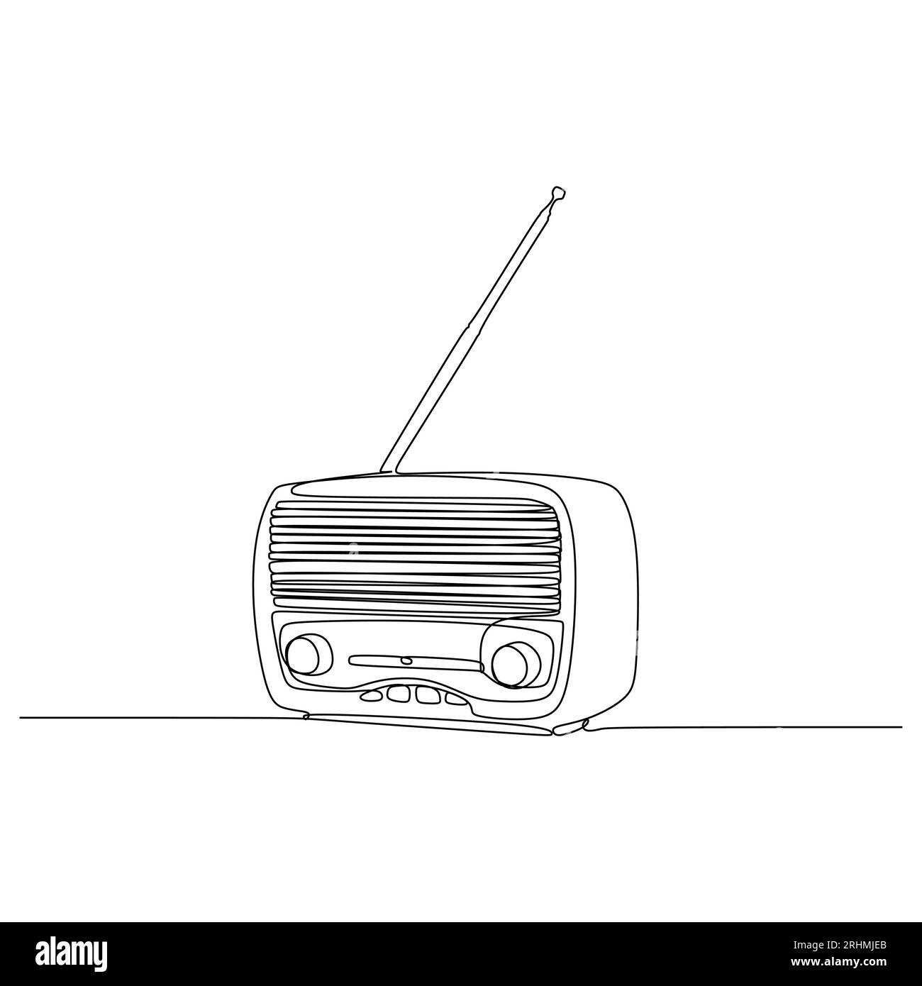 one line drawing continuous design of vintage radio isolated on white ...