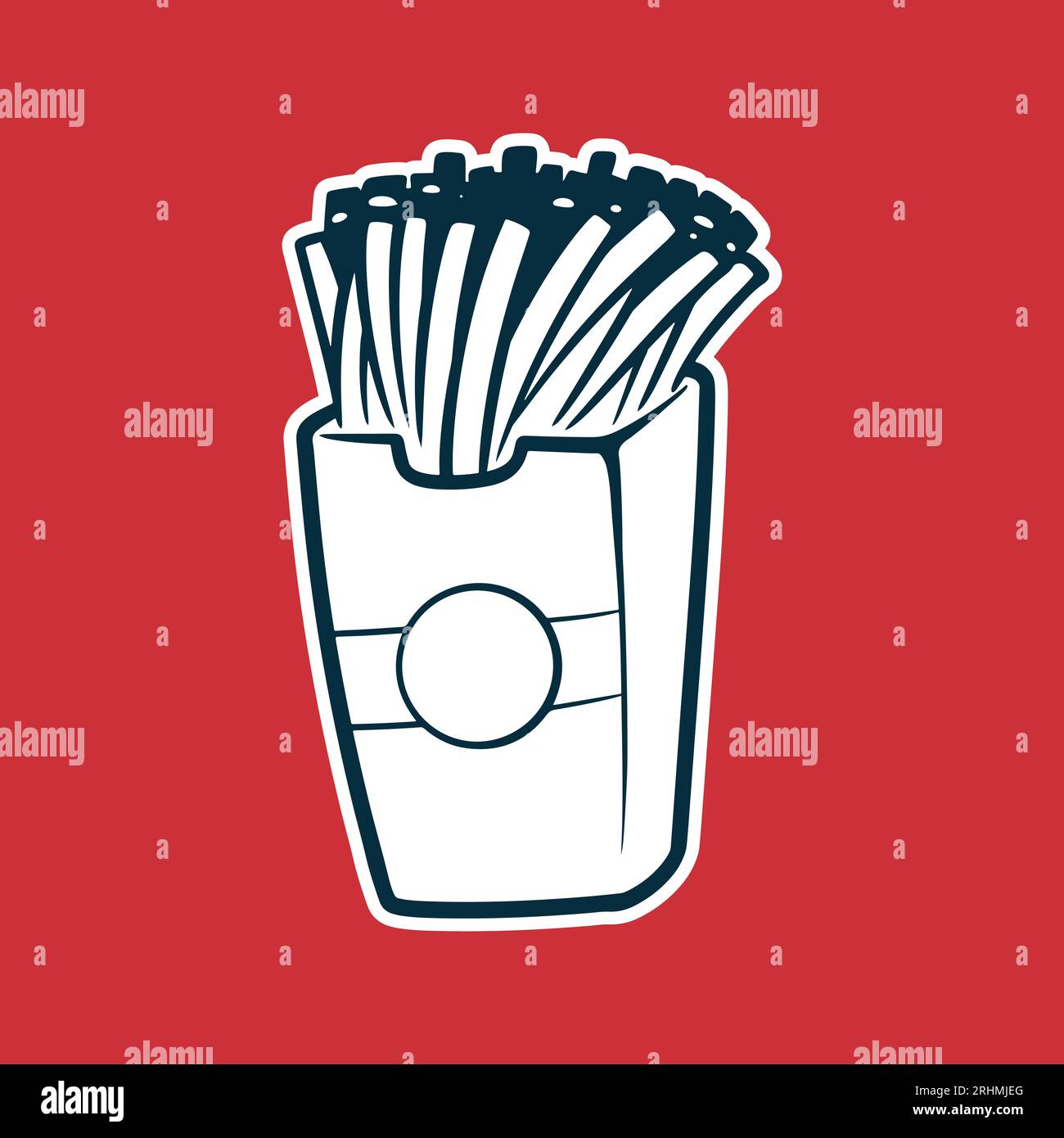 French Fries - Drawing vector illustration, black and white colors ...