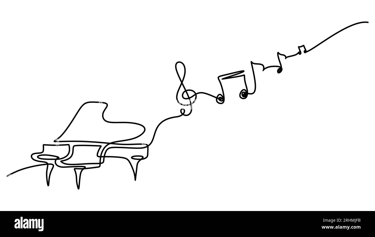 Music notes continuous line drawing with piano Stock Vector Image & Art ...