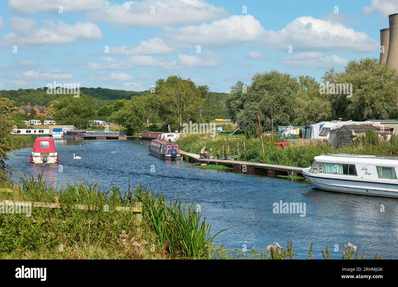 Small river boat on the River Soar, Nottinghamshire, UK Stock Photo - Alamy