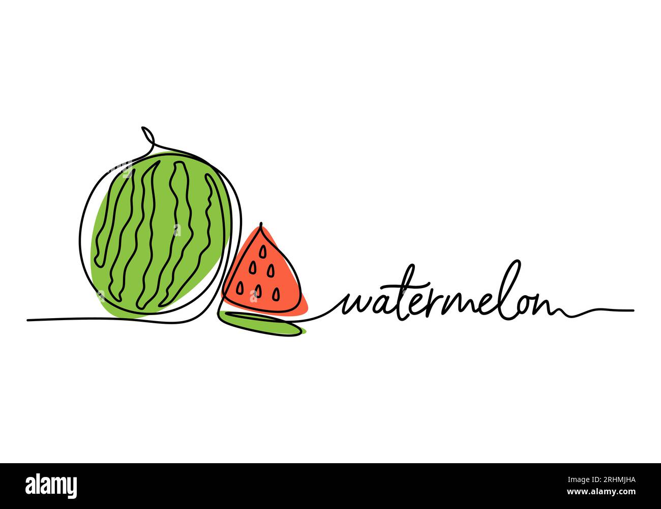 Watermelon continuous one line drawing, fruit vector illustration Stock ...