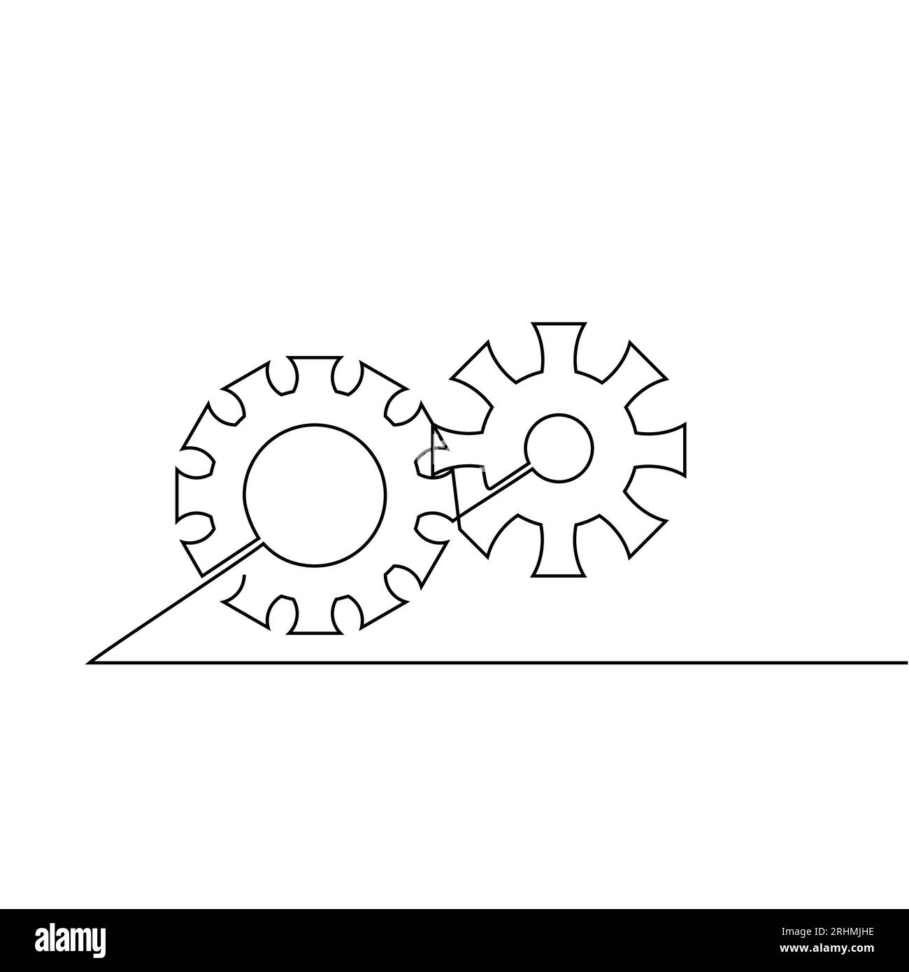 Gears one line drawing, vector illustration minimalist Stock Vector ...