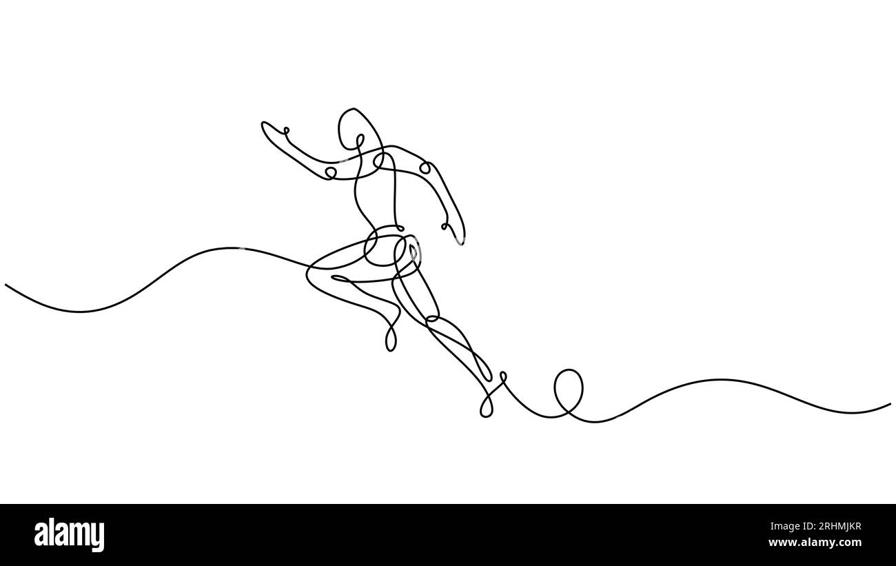 Runner Abstract character, Continuous one line drawing. Picasso style ...