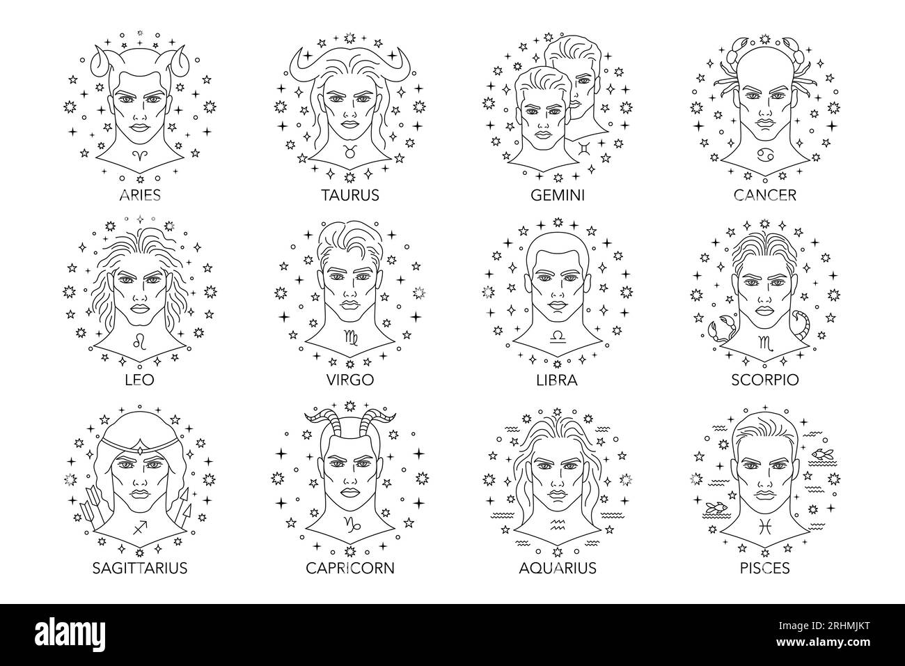 Collection of vector zodiac signs Stock Vector Image & Art - Alamy
