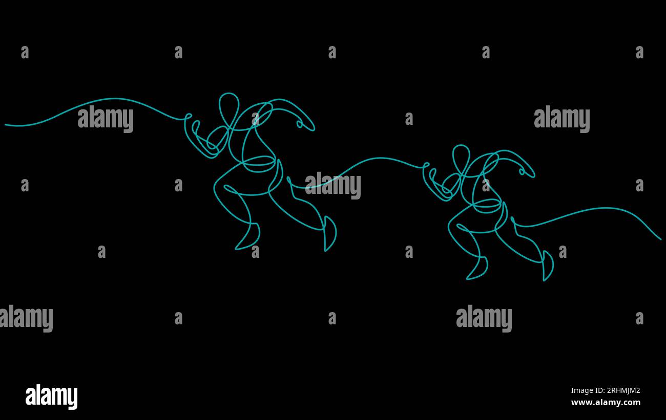 Two people running one line drawing. Minimalist design vector ...