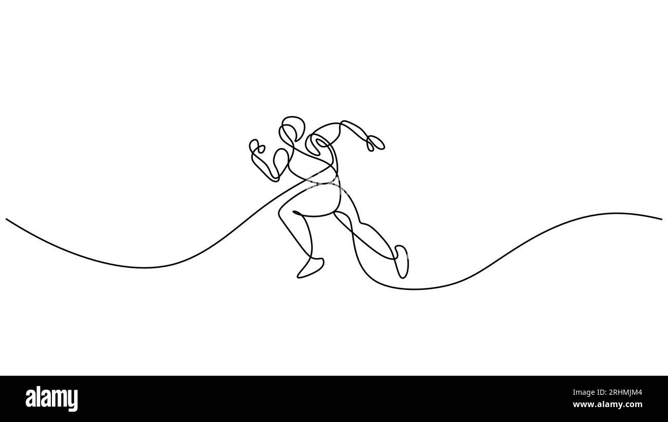 Runner Abstract character, Continuous one line drawing. Picasso style ...