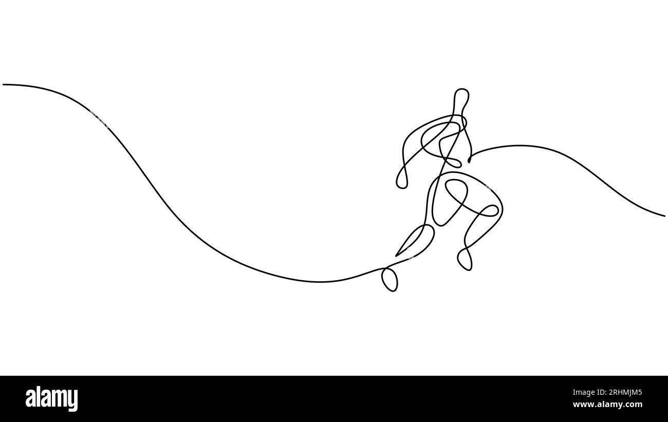 Runner Abstract character, Continuous one line drawing. Picasso style ...