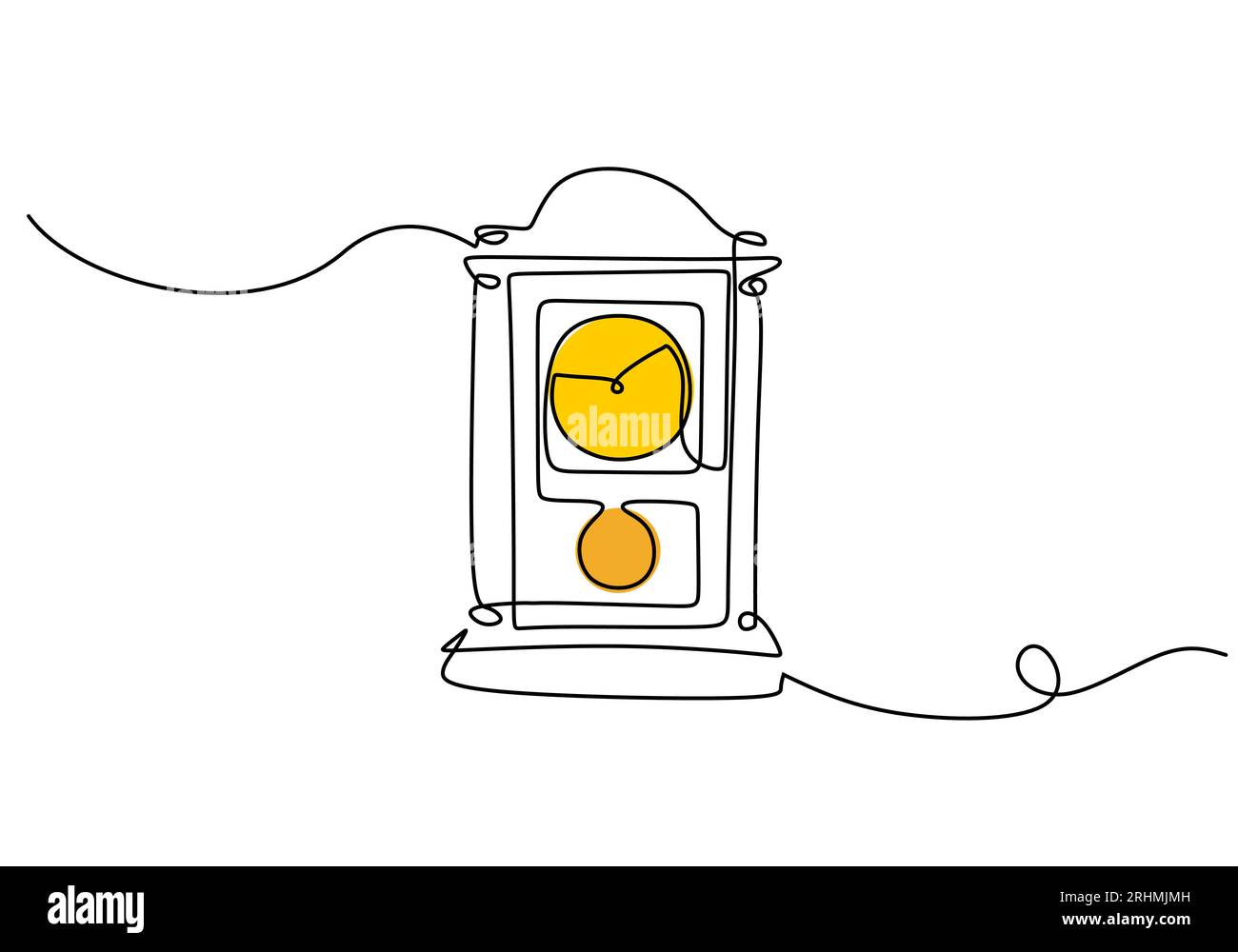 Wall clock - School education object, one line drawing continuous ...