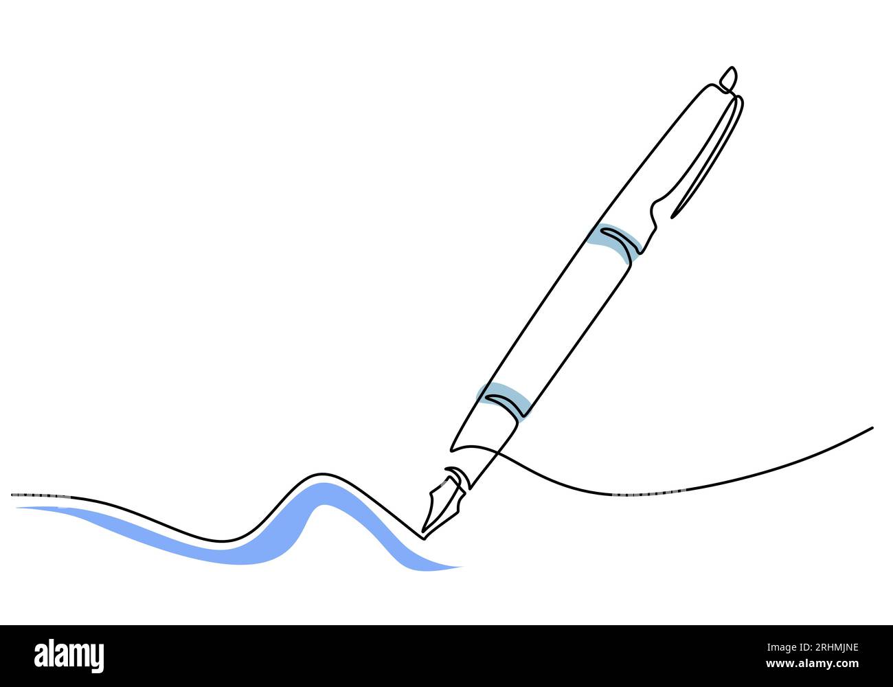 Pen - School education object, one line drawing continuous design ...