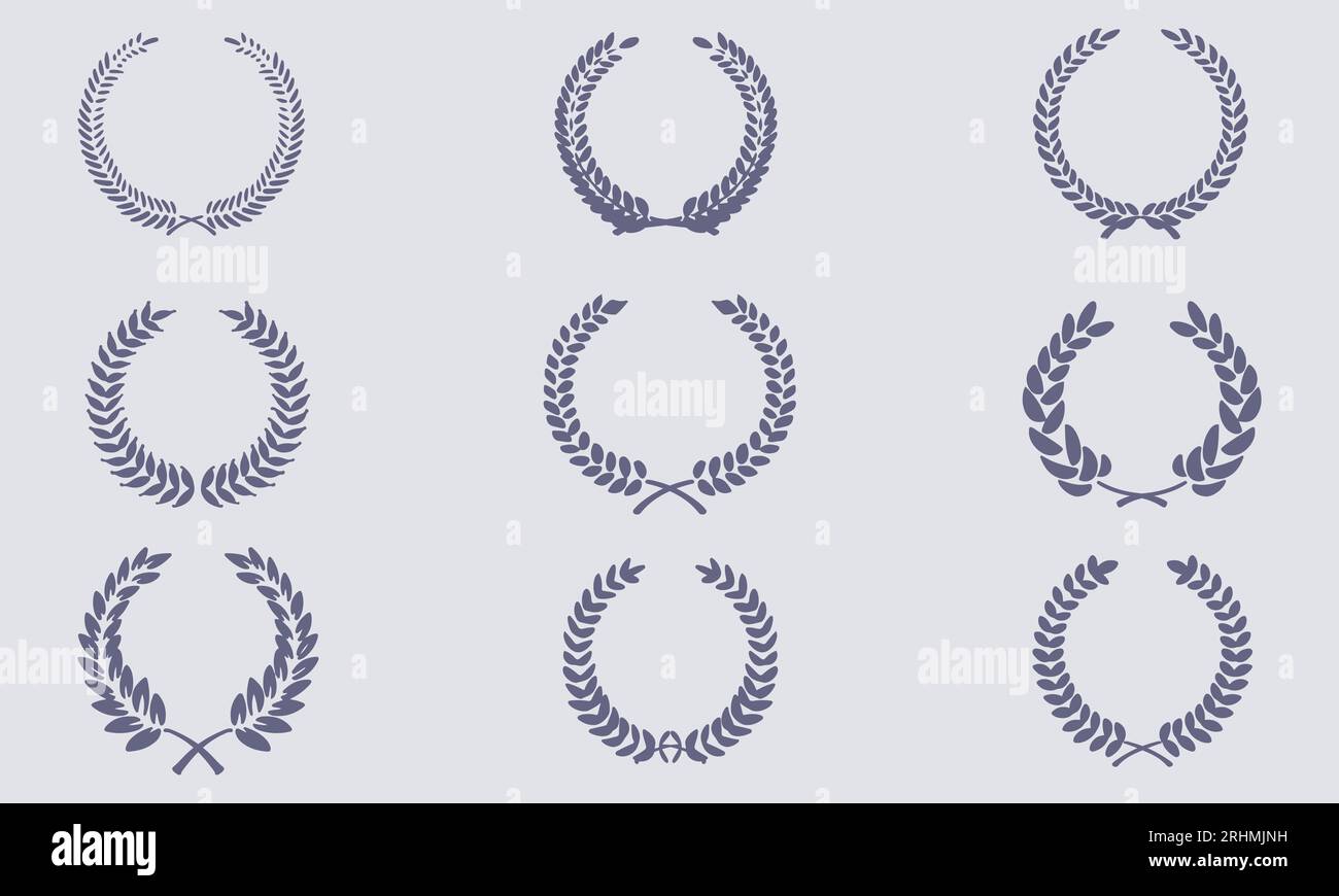Victorious Black and White Laurel Wreath Vector Illustration - Ancient ...