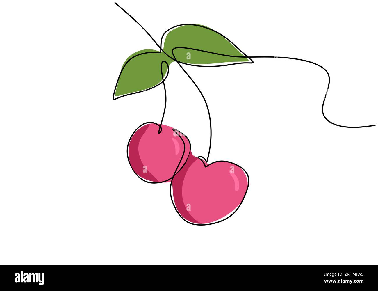 Cherry continuous one line drawing, fruit vector illustration Stock ...