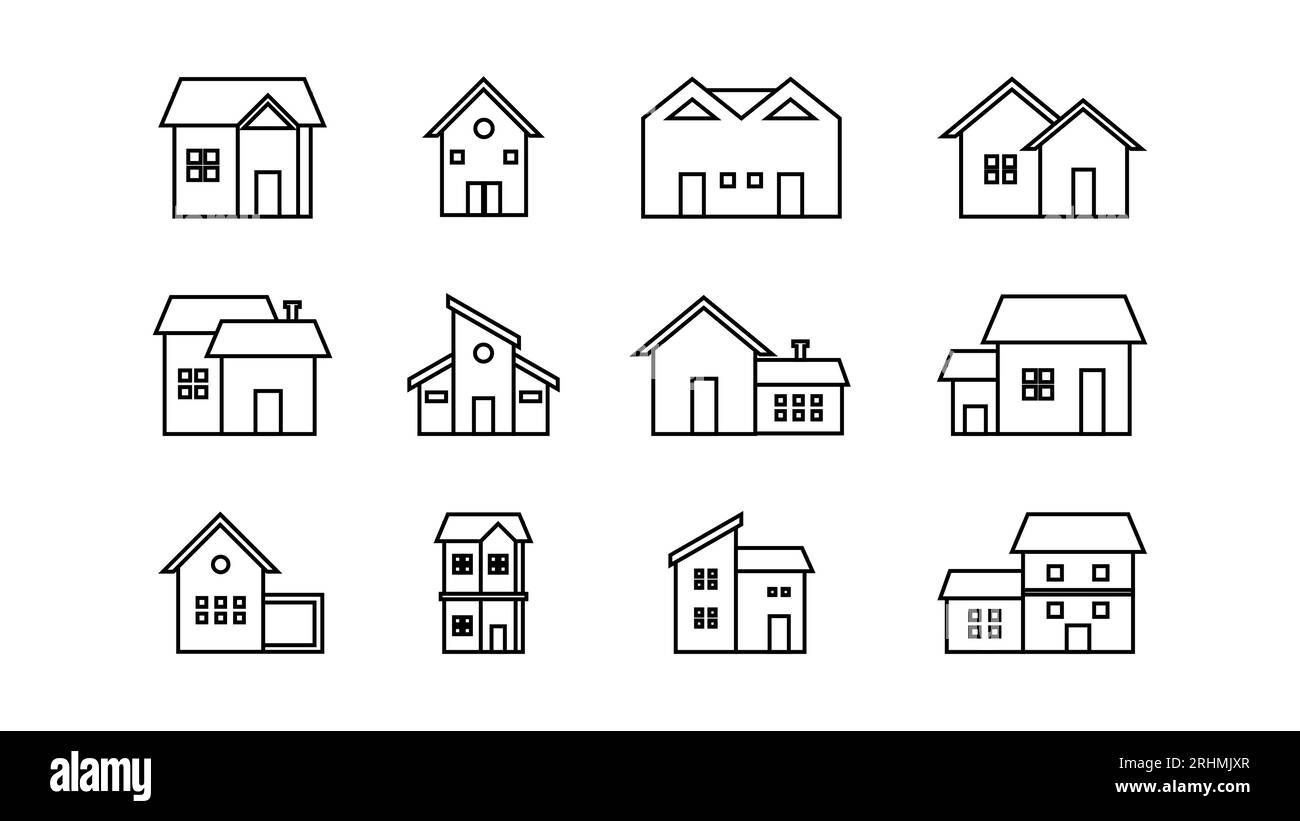 Modern Thin Line House Icon - Vector Illustration of Building and Home ...