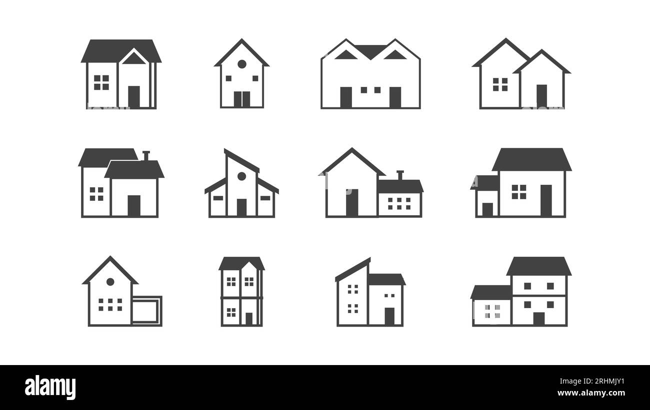 Modern Residential Structure Vector Icons - A Sleek and Simple Set for ...