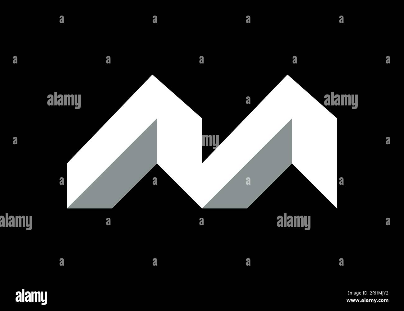 M logo 3d geometric icon design, vector illustration 3 minimalist ...