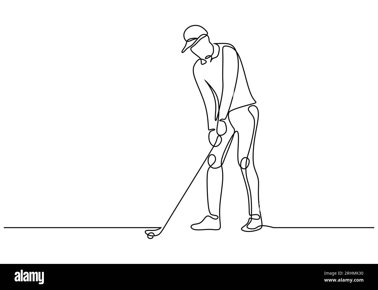 Man playing golf, continuous one line drawing. Minimalist hand drawn ...