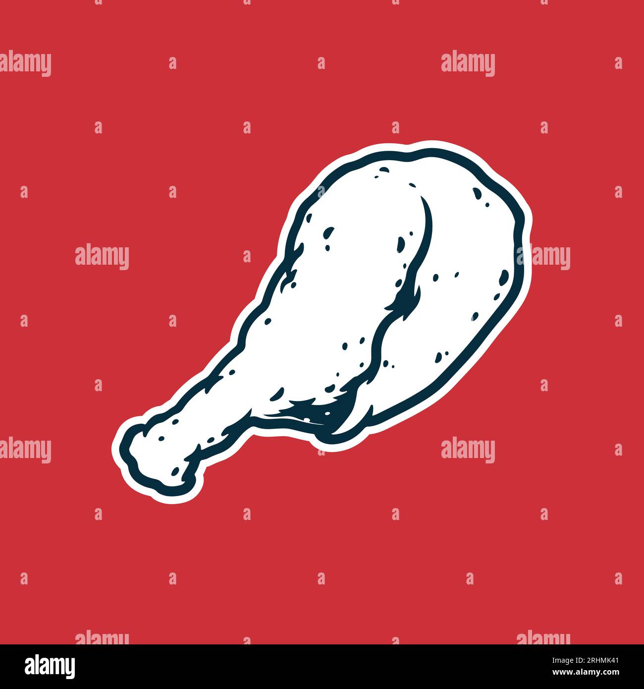 Fried Chicken - Drawing vector illustration, black and white colors ...