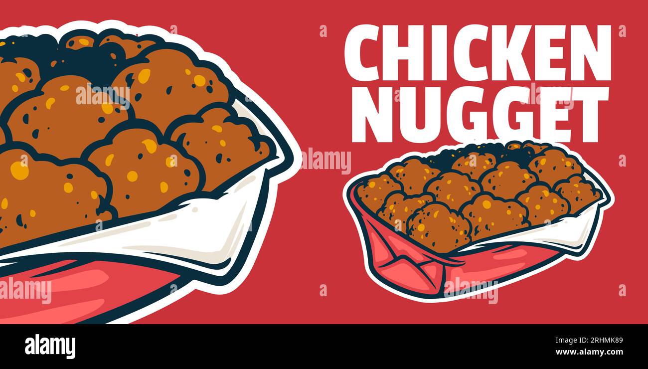 Chicken Nuggets - Cartoon style colorful vector illustration. Fast food icon concept isolated ...