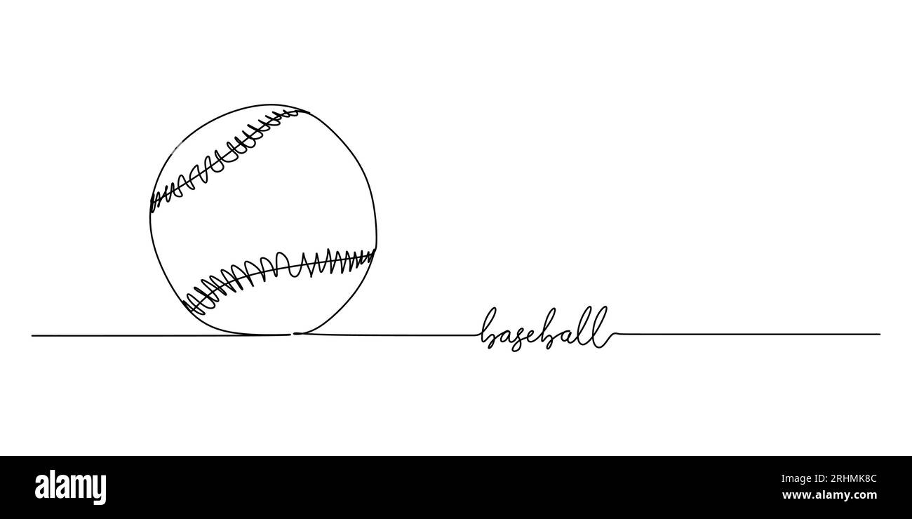 Continuous single one line of baseball isolated on white background ...