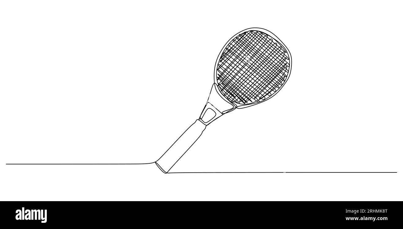 Continuous single one line of tennis racket isolated on white ...