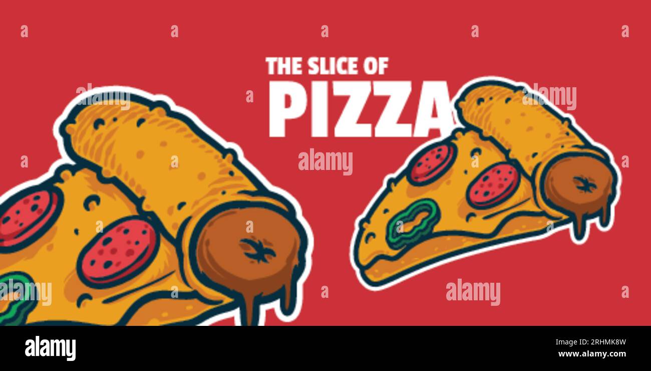 Pizza - Drawing vector illustration, colorful, simple doodle hand drawn ...