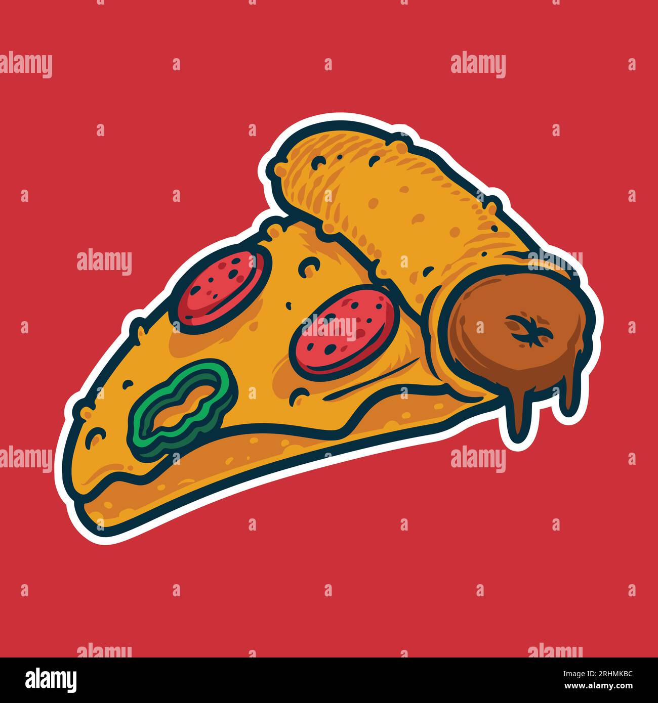 Pizza - Cartoon style colorful vector illustration. Italian food icon ...