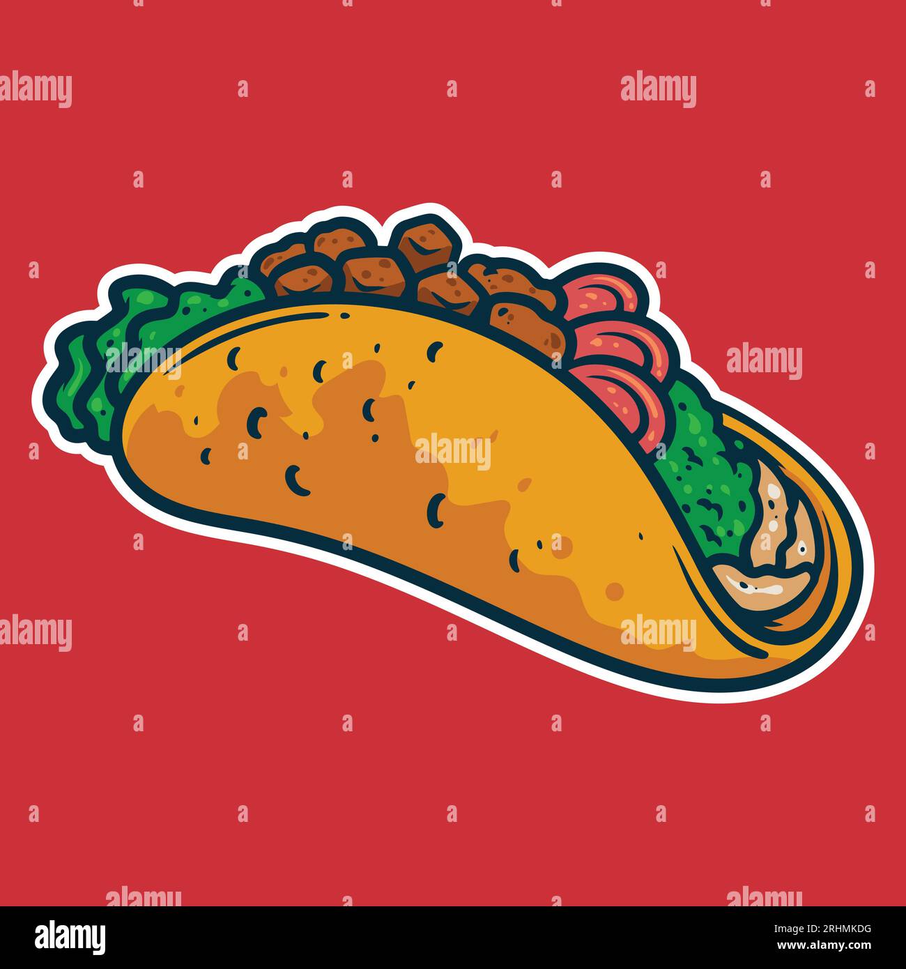 Taco - Cartoon style colorful vector illustration. Mexican food icon ...