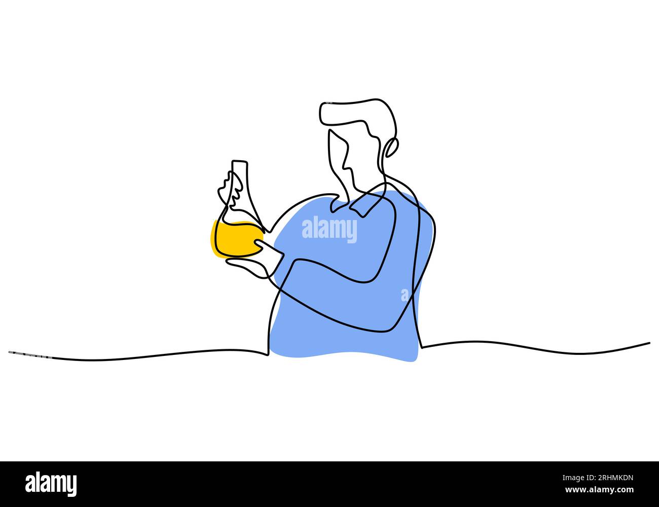 Laboratory - School education object, one line drawing continuous ...