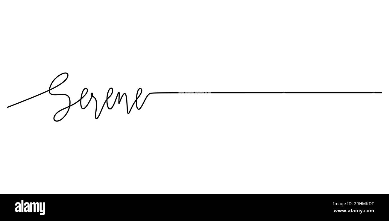 One Continuous Line Drawing Typography Line Art Of Serene Word Writing