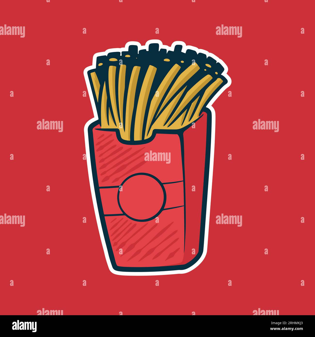 French Fries - Cartoon style colorful vector illustration. Fast food ...